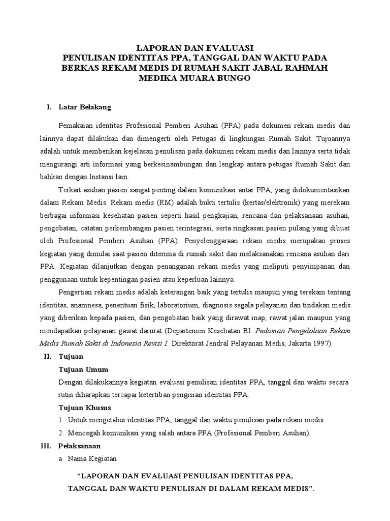 Monitoring Identitas PPA RS JRM | PDF