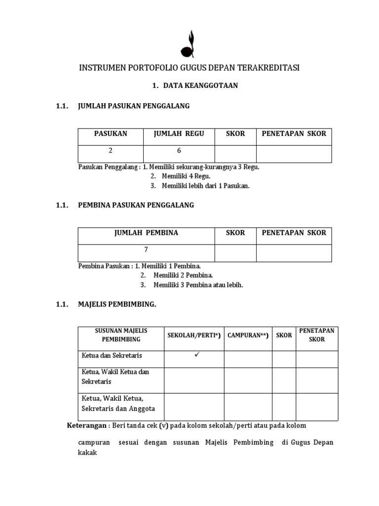 Instrumen Portofolio Gugus Depan Terakreditas1 | PDF