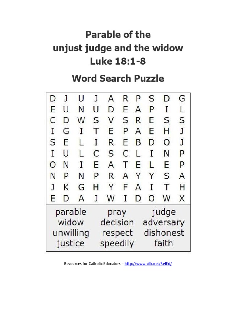 Judge Widow Word Search | PDF