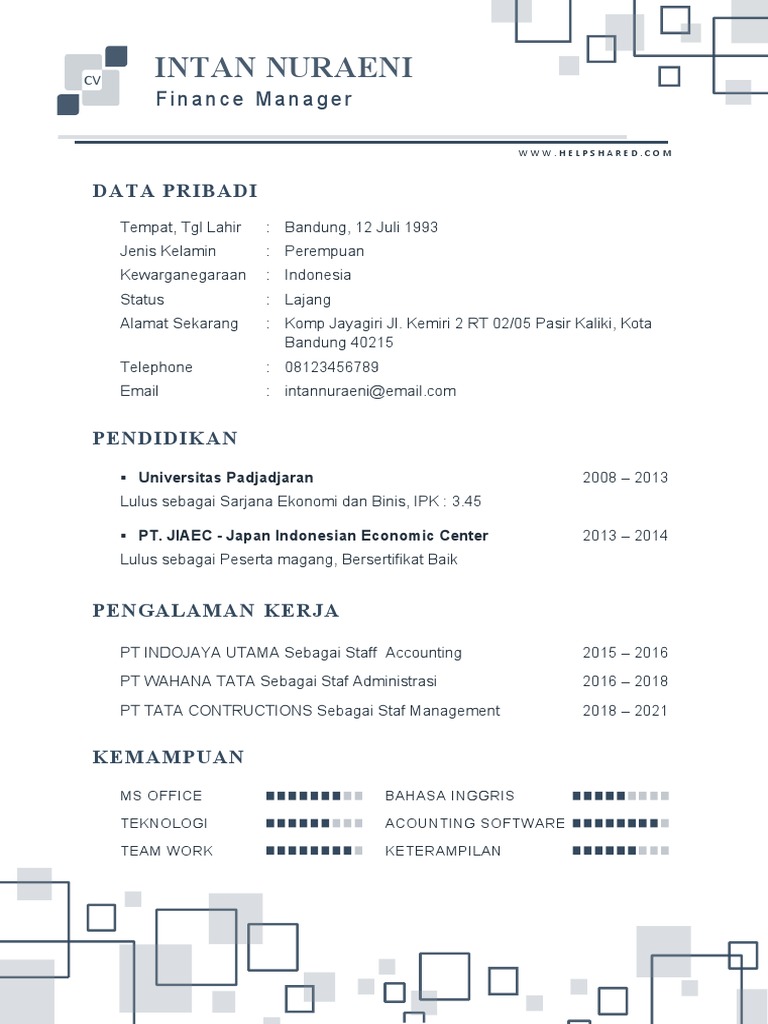 CV Kosong Simple | PDF