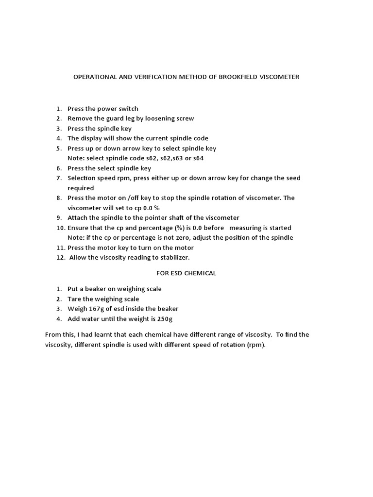 Operating and Verification Procedures for Measuring Viscosity Using a ...