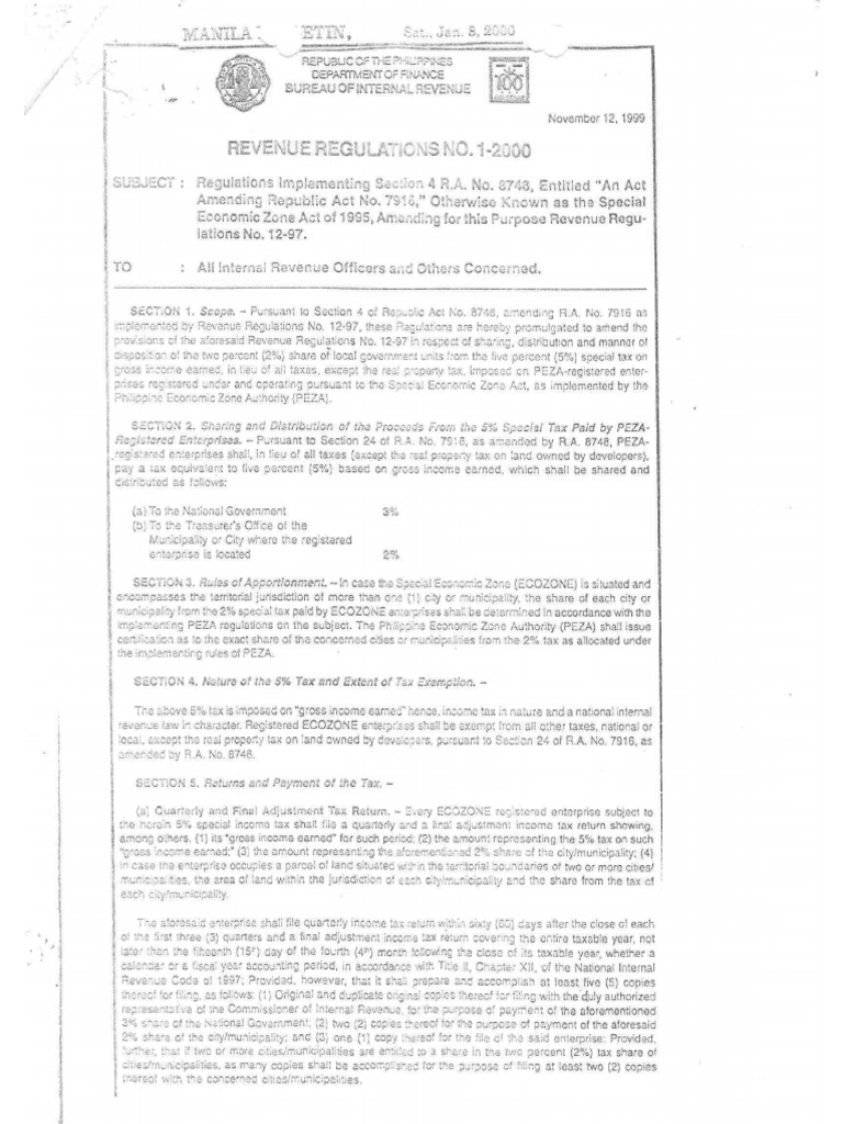 Peza - RR 1-2000 | PDF Peza - RR 1-2000 | PDF