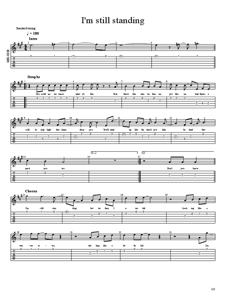 I'm Still Standing Guitar Tabs | PDF