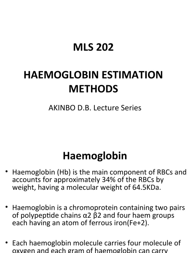 1593983660haemoglobin Estimation Methods | PDF | Hemoglobin ...