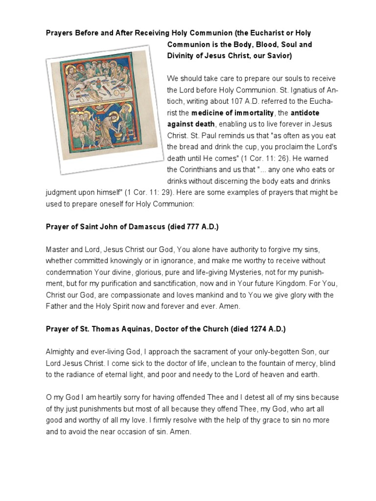 Prayers Before and After Communion | PDF | Eucharist | Jesus