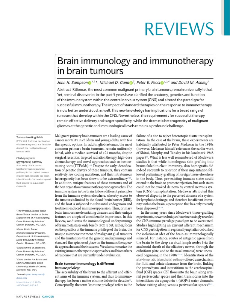 Brain Immunology and Immunotherapy in Brain Tumours | PDF | Microglia ...