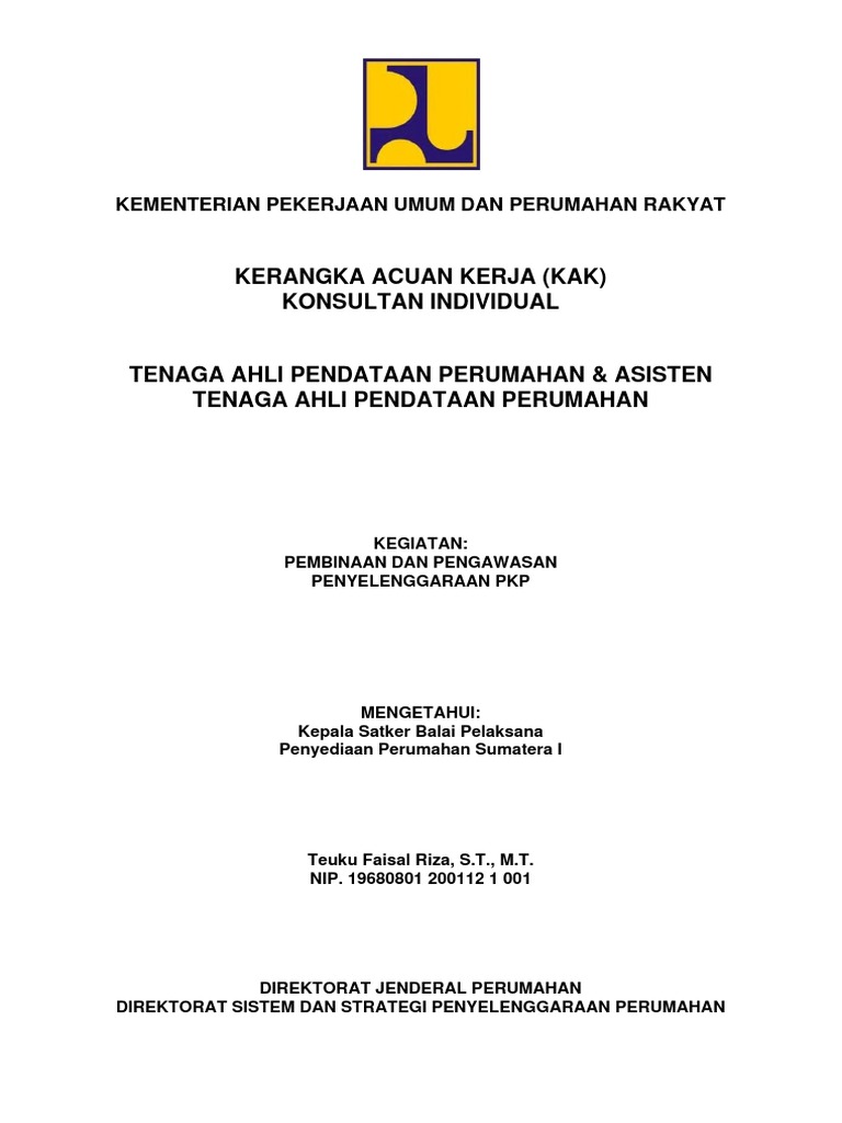 KAK Tenaga Konsultan Individual Pendataan PKP - 2 | PDF