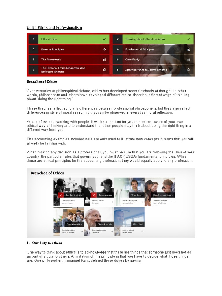 EPSM Unit 1 Ethics and Professionalism | PDF | Morality | Utilitarianism