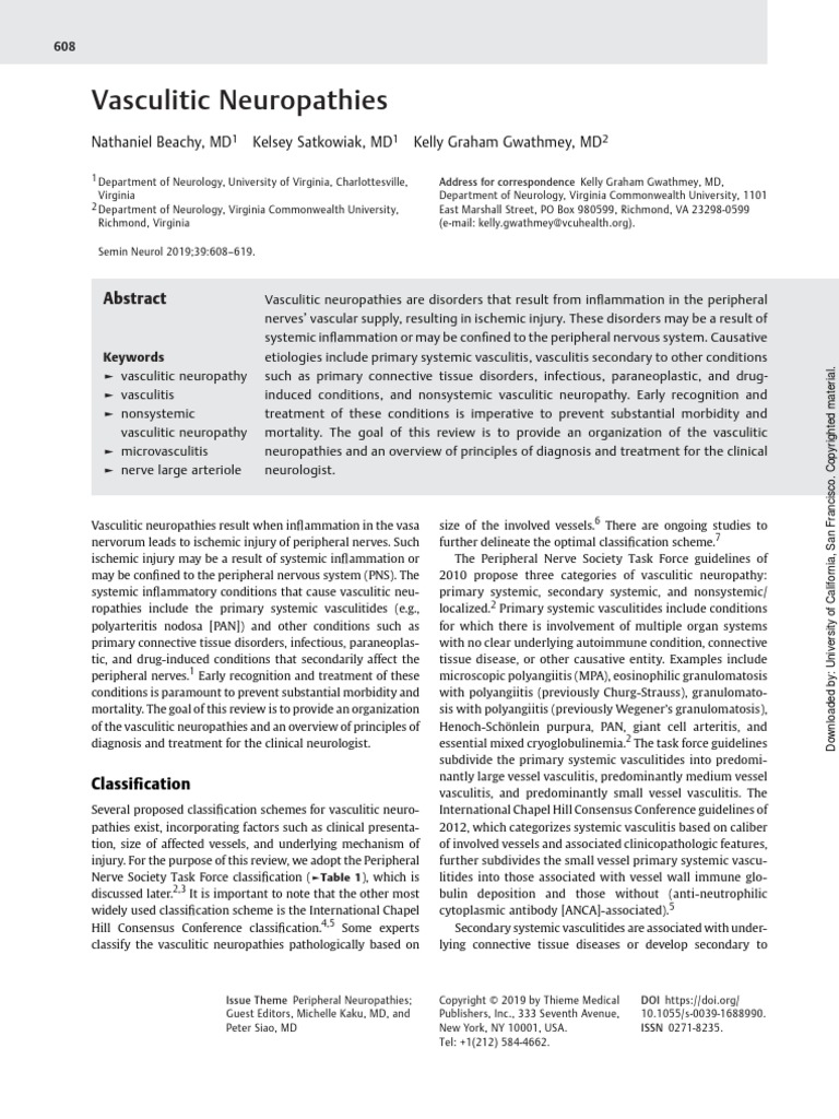 Vasculitic Neuropathies | PDF | Peripheral Neuropathy | Epidemiology