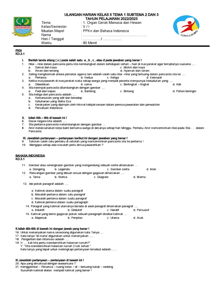 Soal Ulangan Harian | PDF | Seni & Disiplin Bahasa | Kajian Bahasa Asing