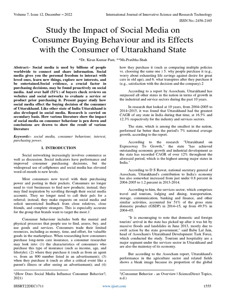 Study The Impact of Social Media On Consumer Buying Behaviour and Its ...