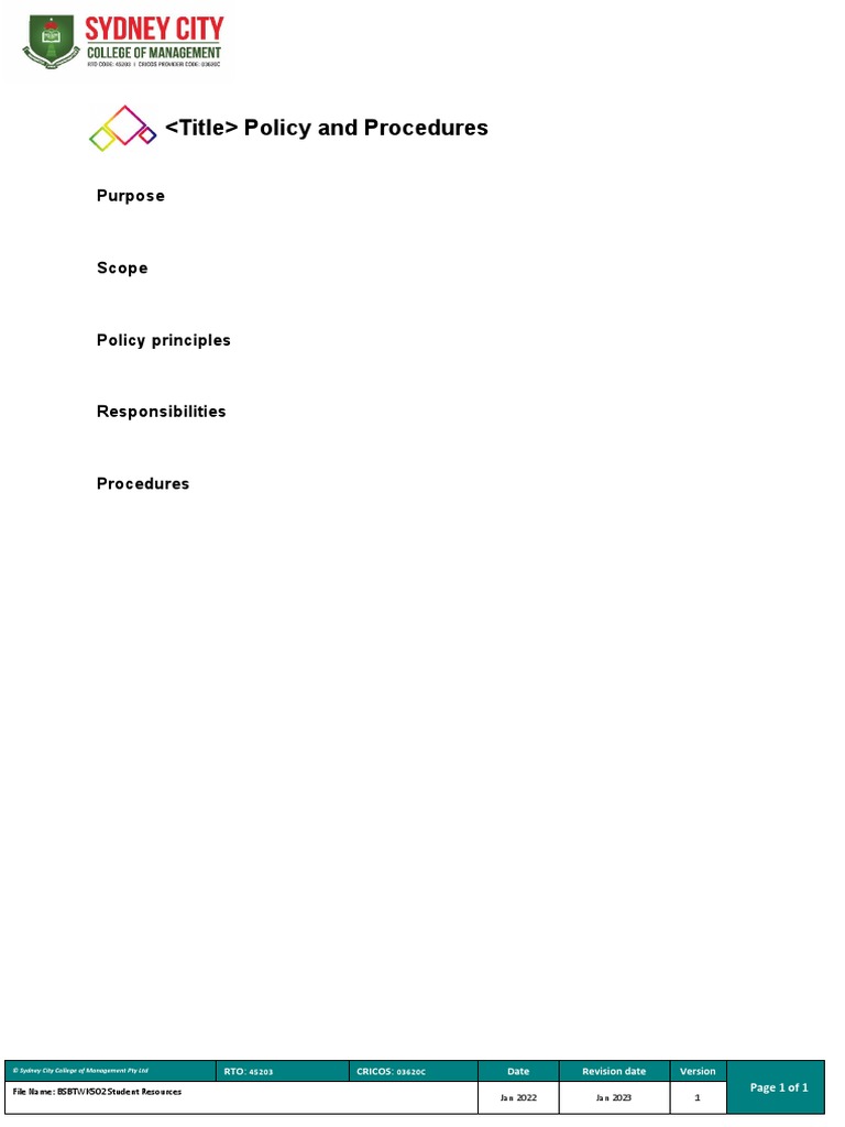 BSBTWK502 Policy and Procedures Template | PDF