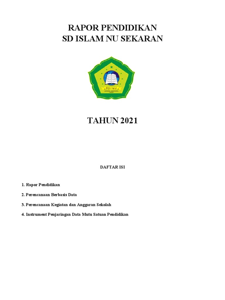 Sampul Rapor Pendidikan | PDF