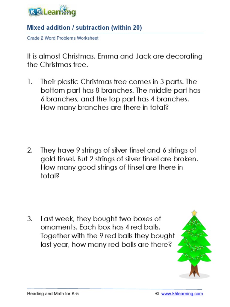Grade 2 Word Problems Mixed Add Subtract A | PDF