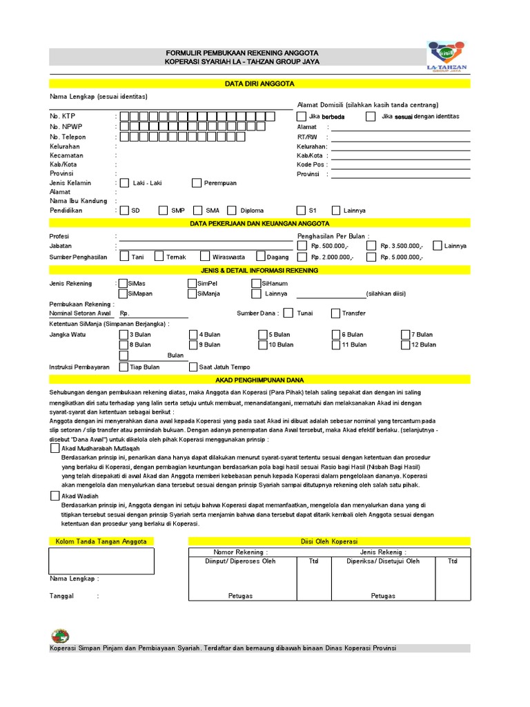 Formulir Isian Data Anggota | PDF