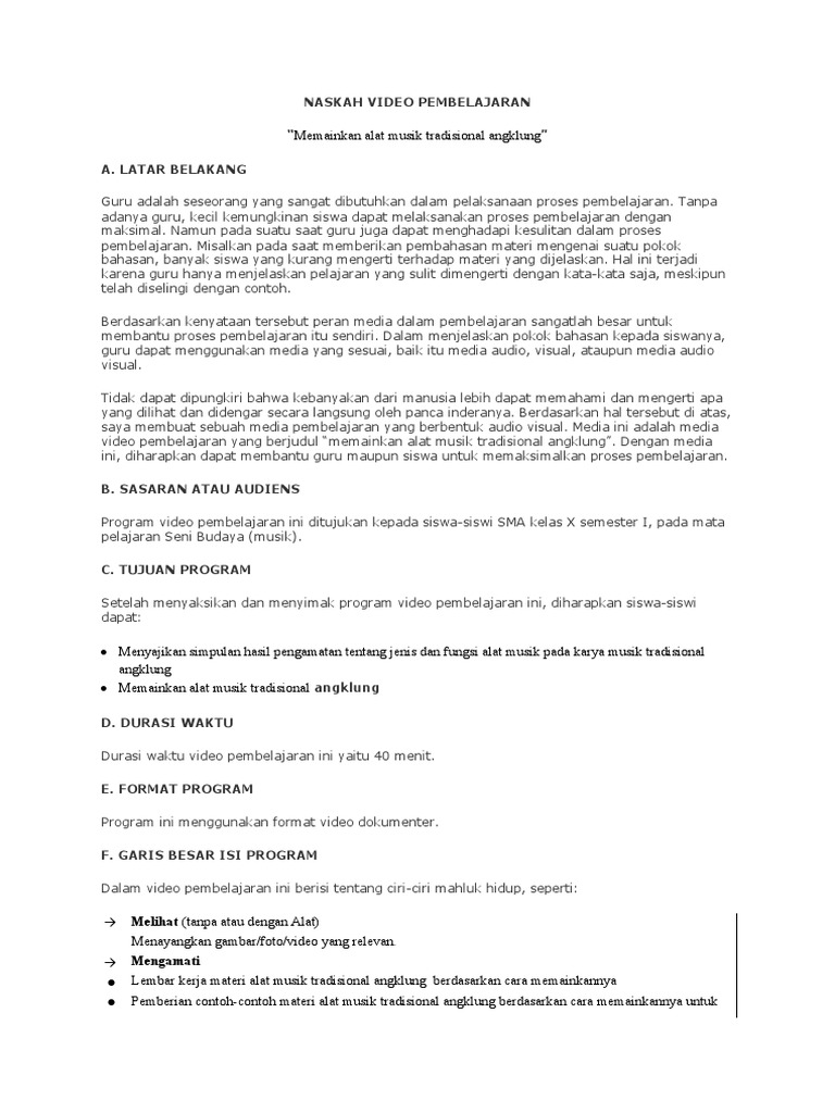 Naskah Video Pembelajaran | PDF