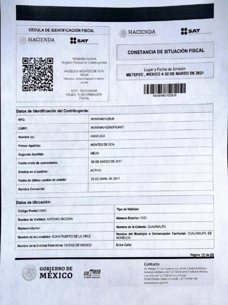 Constancia de Situación Fiscal | PDF