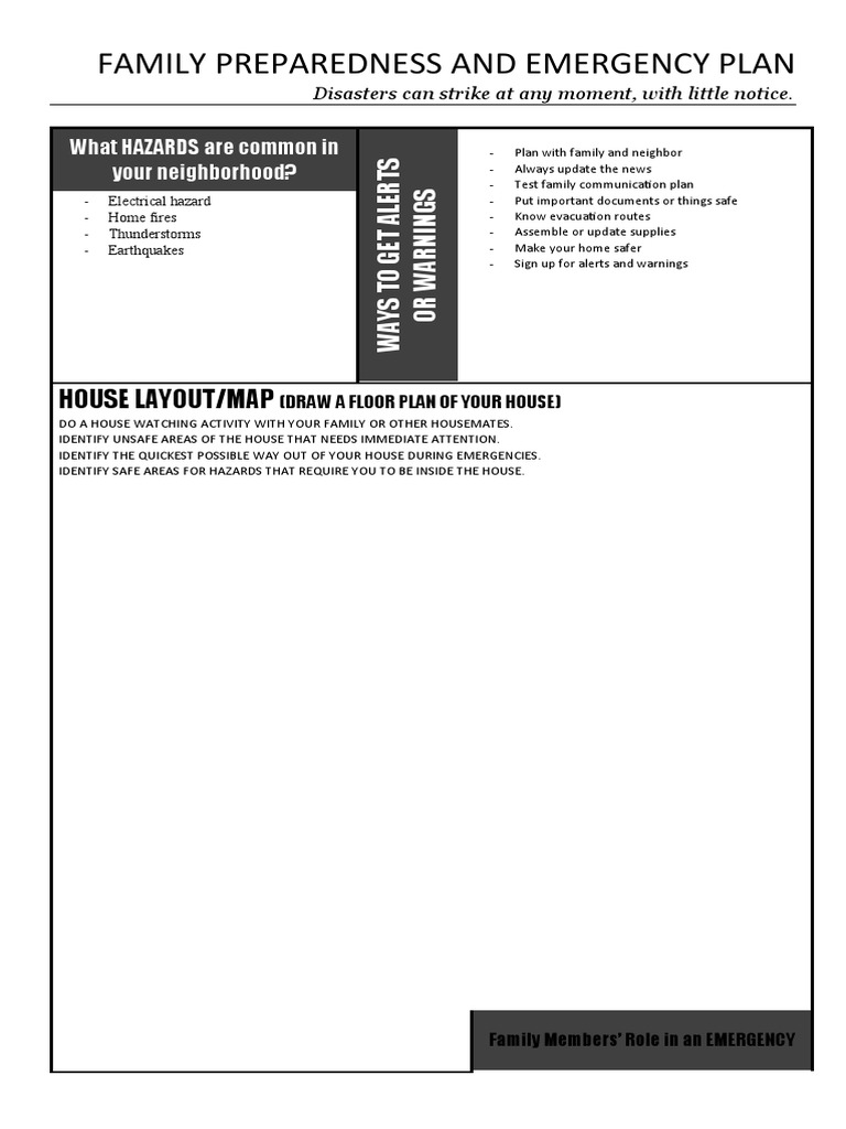 Family Preparedness and Emergency Plan | PDF | Emergency Management ...