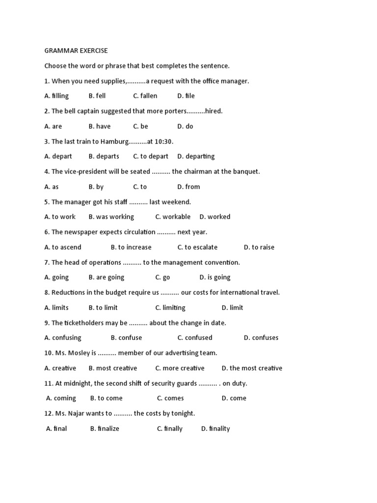 Mastering Grammar: A Comprehensive Grammar Exercise | PDF