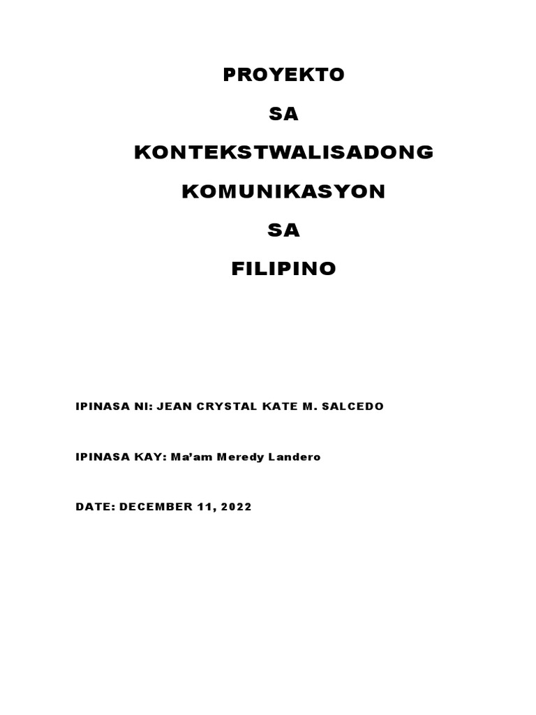 Proyekto Sa Filipino | PDF