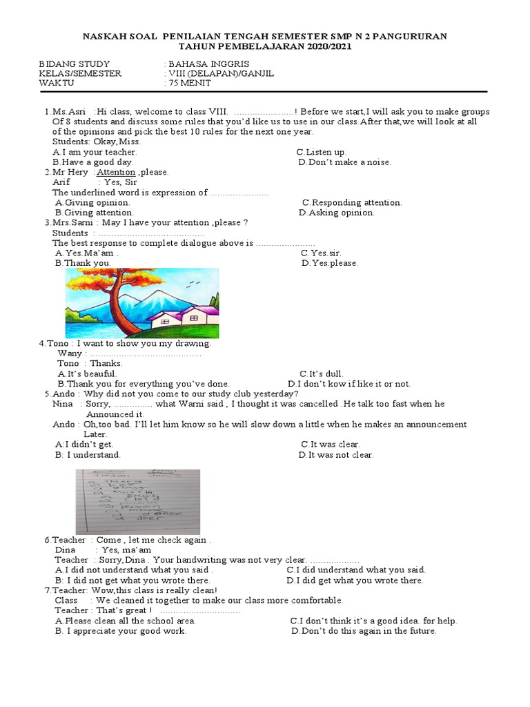 SOAL B.INGGRIS Kelas 8 | PDF