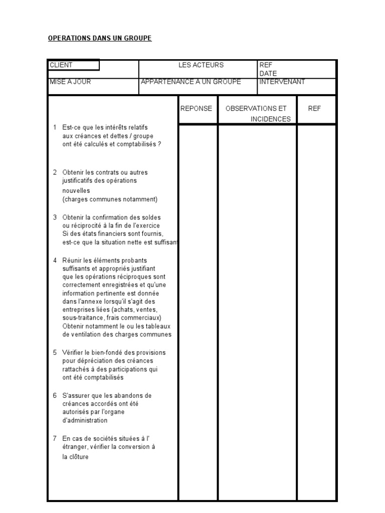 Questionnaire+de+contrôle+interne | Facture | Comptabilité
