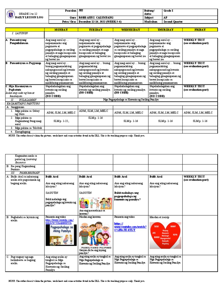 I. Layunin: JES Robe-Ann S. Calumpang | PDF