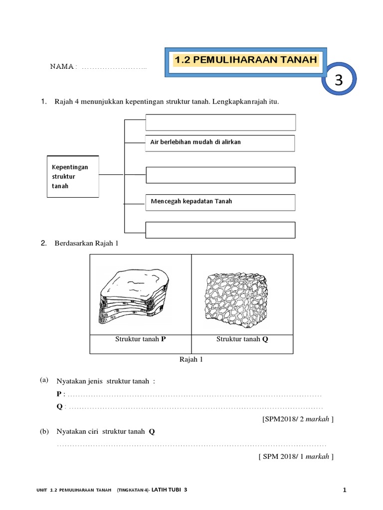 LAT 3 Unit 1.2 PEMULIHARAAN TANAH | PDF