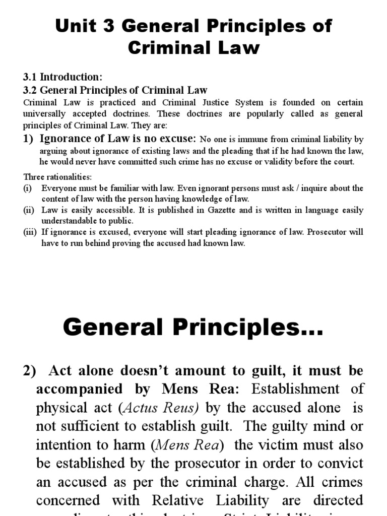 3 General Principles of Criminal Law (Unit III) | PDF | Criminal Law ...