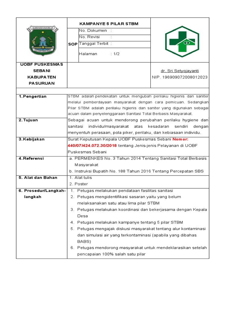 Sop Kampanye 5 Pilar STBM | PDF