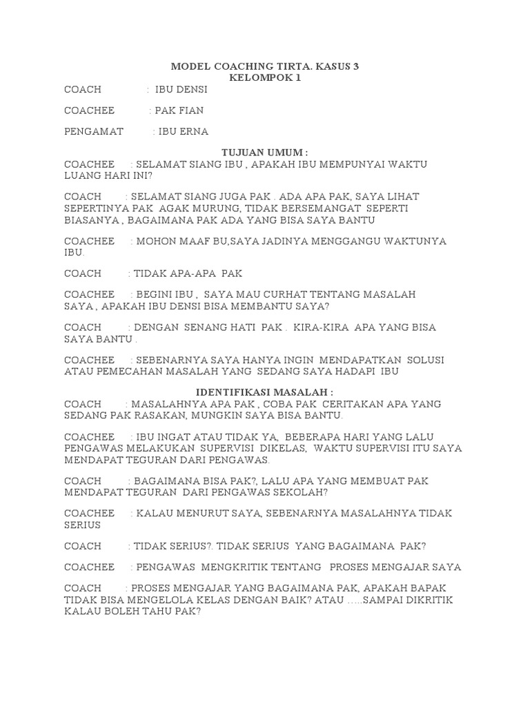 Contoh Dialog Coaching | PDF | Karier & Perkembangan | Gaya Hidup