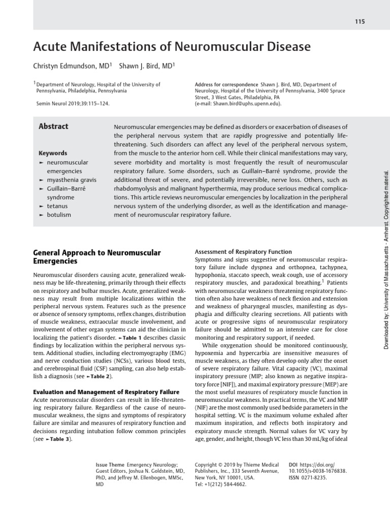 Acute Manifestations of Neuromuscular Disease | PDF | Botulinum Toxin ...