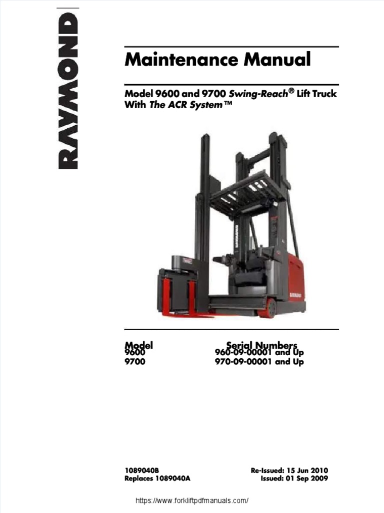 Raymond 9600 9700 Swing-Reach Lift Truck Maintenance Manual PDF | PDF ...