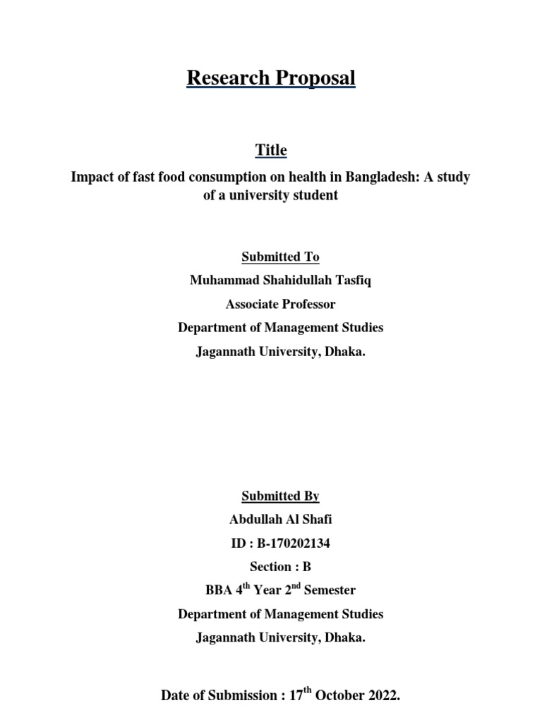 Shafi Research Proposal | PDF | Foodborne Illness | Foods