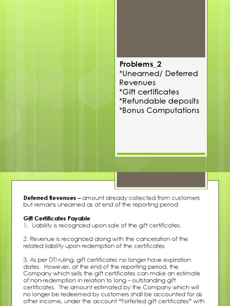 PROBLEMS - Part 2 | PDF | Gift Card | Revenue