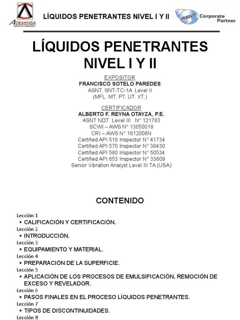 Curso de Liquidos Penetrantes Nivel I y II | PDF | Pigmento | Pruebas ...