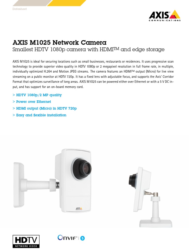 Datasheet Axis m1025 Network Camera en US 270980 | PDF | Pixel | Camera