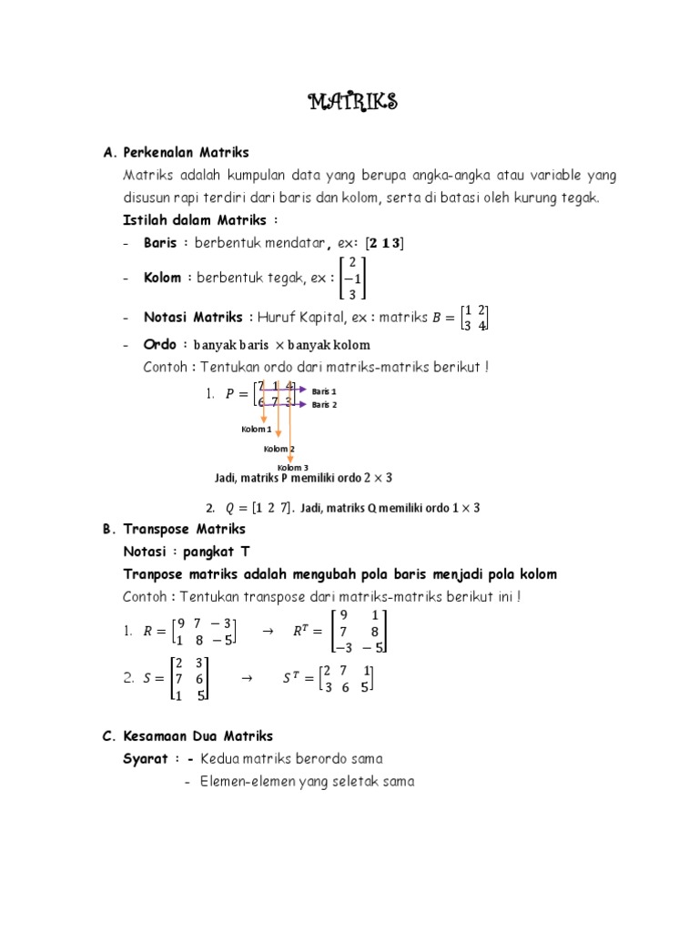 MATRIKS Part 1 | PDF | Metode & Bahan Ajar