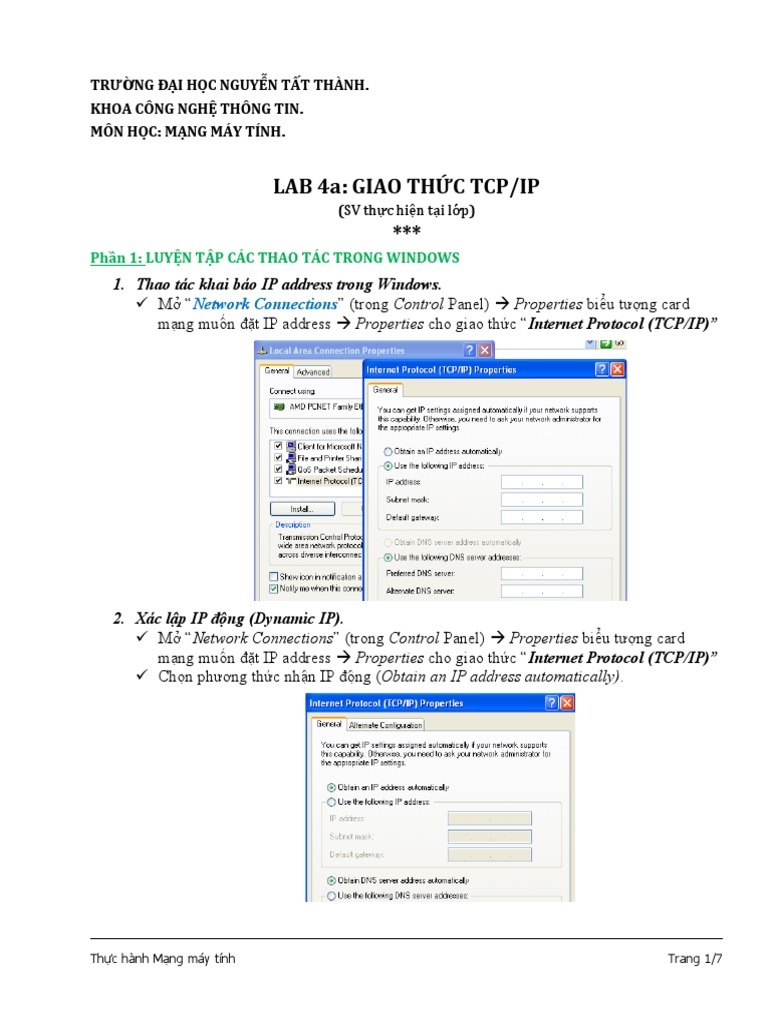 Lab 4a - TCP-IP | PDF