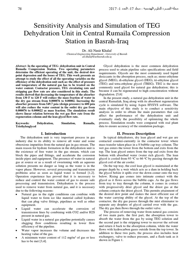 Sensitivity Analysis and Simulation of TEG | PDF | Water | Gases