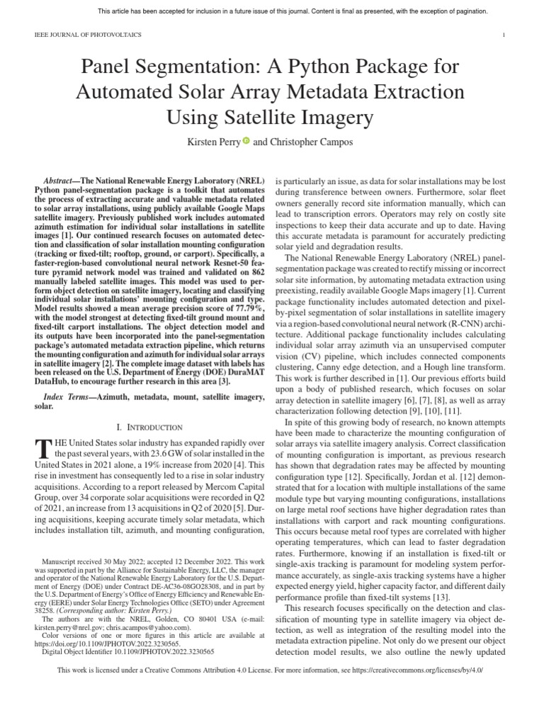 Panel Segmentation A Python Package For Automated Solar Array Metadata ...