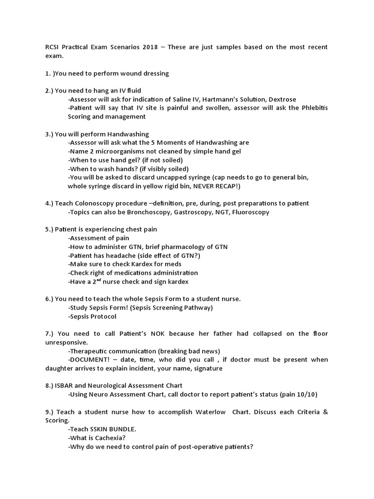 RCSI Practical Exams 2018 | PDF | Patient | Clinical Medicine