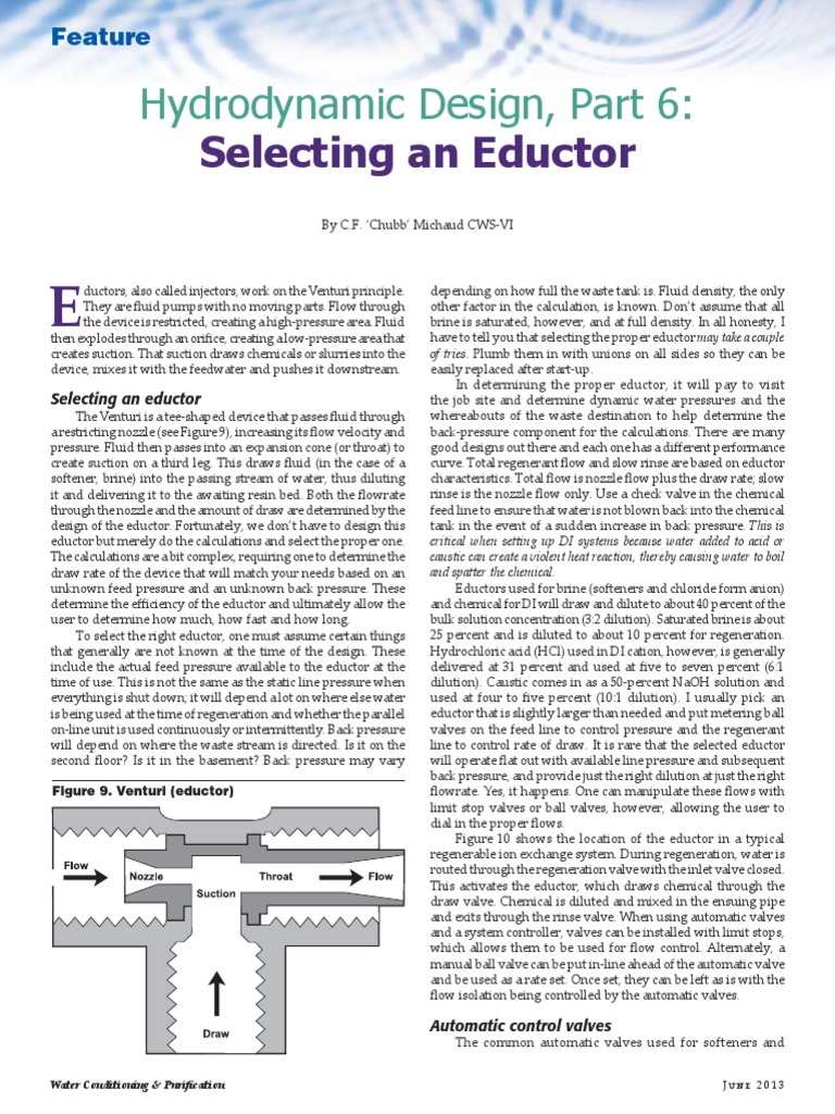 Hydrodynamic Design, Selecting An Eductor | PDF | Valve | Fluid Dynamics