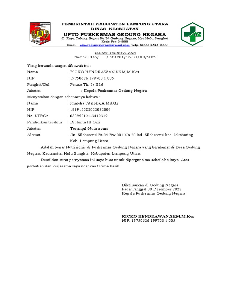 Surat Rekomendasi | PDF