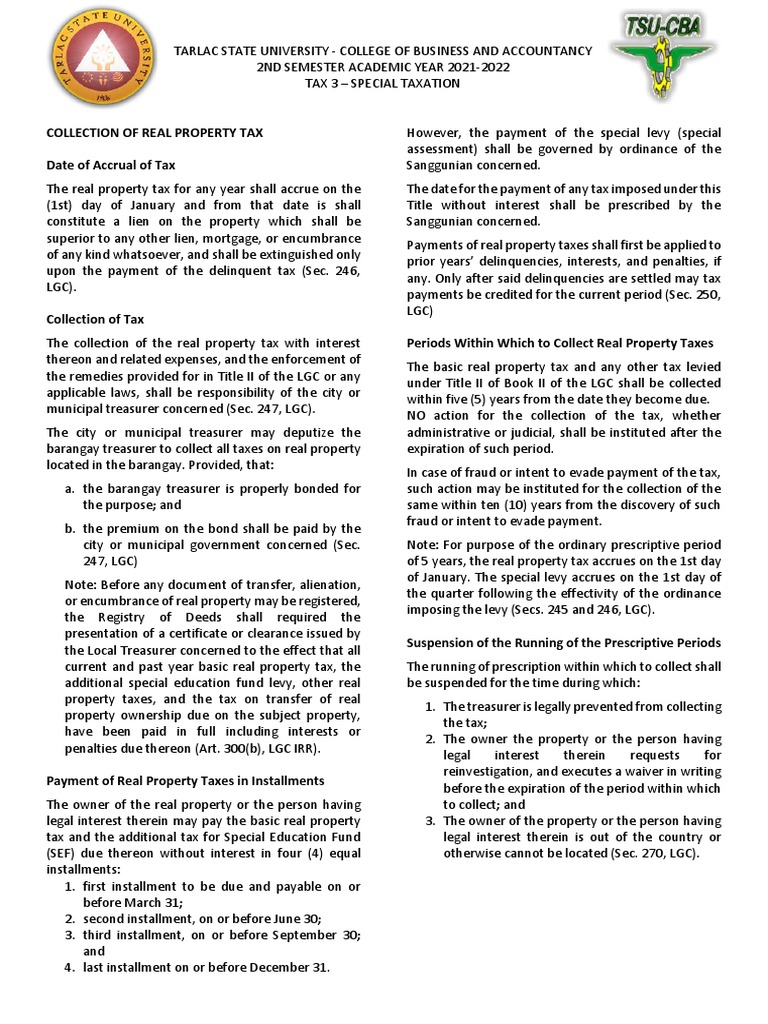 RPT - Collection | PDF | Taxes | Taxpayer