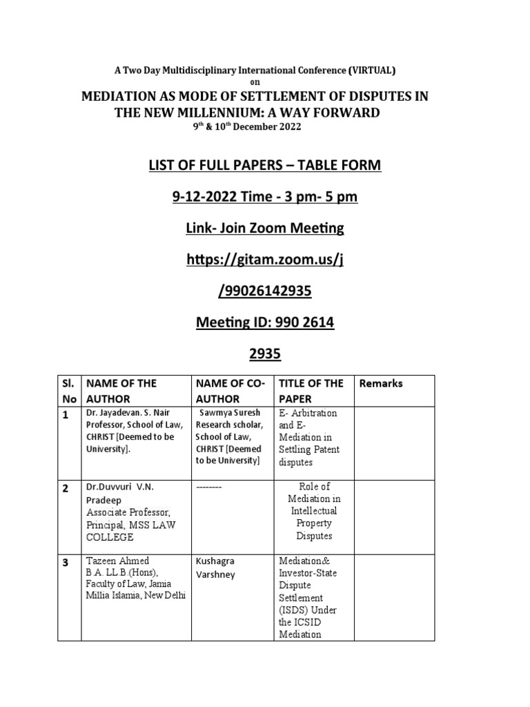 Mediation Conference Papers 2022 | PDF | Mediation | Conflict (Process)