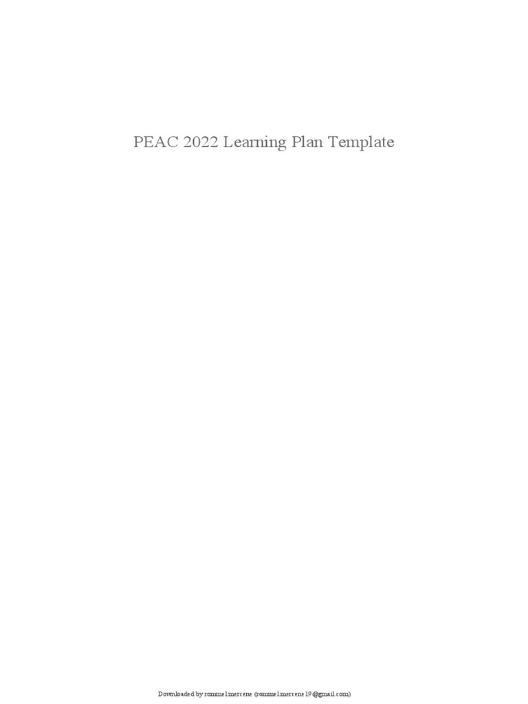 Peac 2022 Learning Plan Template | PDF | Rubric (Academic) | Hyperlink