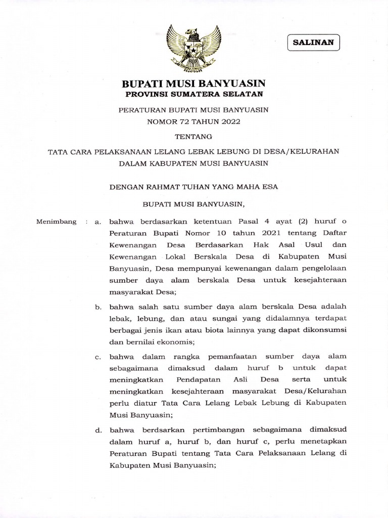 Tata Cara Lelang Lebak Lebung | PDF