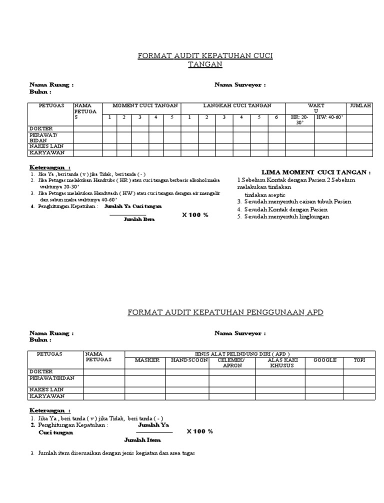 CONTOH Formulir-Audit-Hand-Hygiene | PDF