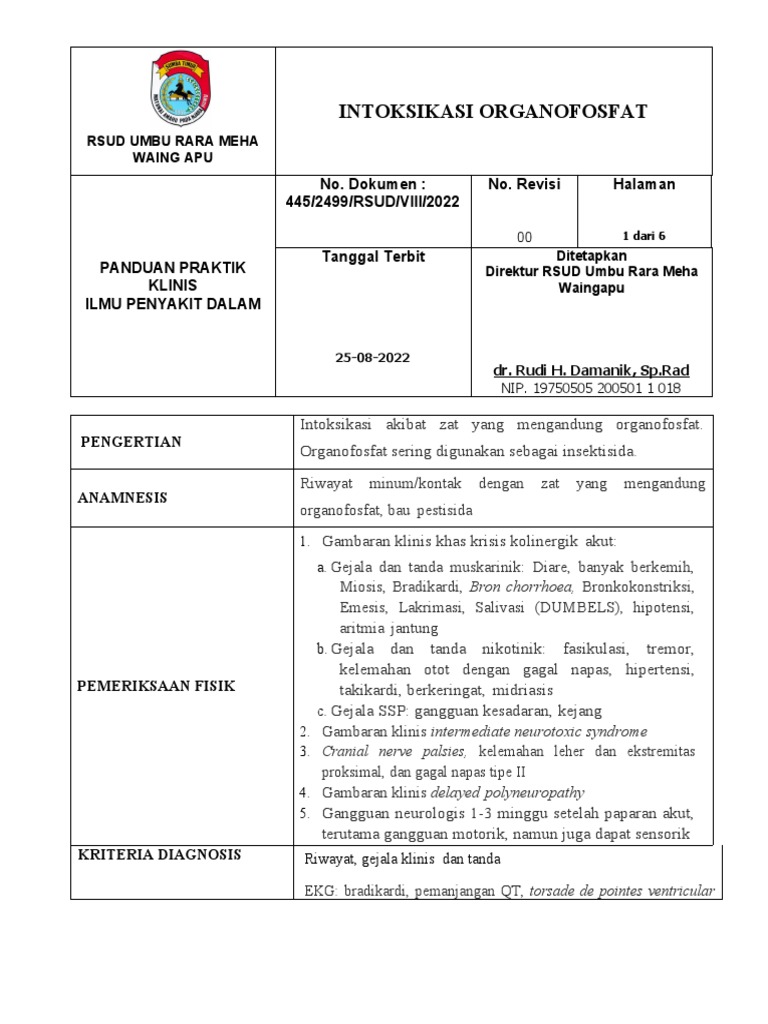 Panduan Intoksikasi Organofosfat | PDF